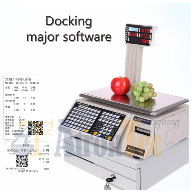 Barcode Label Printing Scale for Supermarket with Pole and Double Side ...